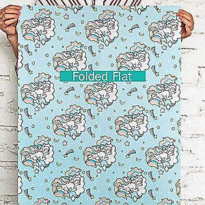 MAYPLUSS Wrapping Paper Sheet - Folded Flat - 6 Different Adorable Design (22.4 sq.ft.ttl.) - Uniconrn, Rainbow - 19.6 inch X 27.5 inch Per Sheet