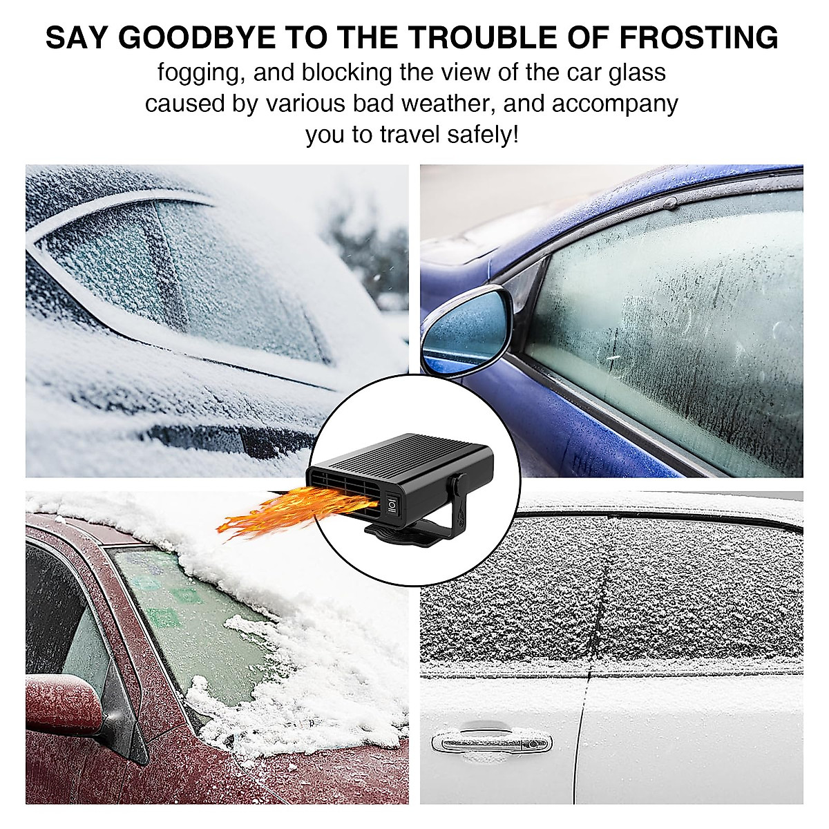 【 New upgrade】Portable Car Heater,Auto Heater Fan, Car Windshield Defogger Defroster, 2 in1 Fast Heating or Cooling Fan, 12V 150W Auto Ceramic Heater Fan Plug in Cig Lighter (Premium black)