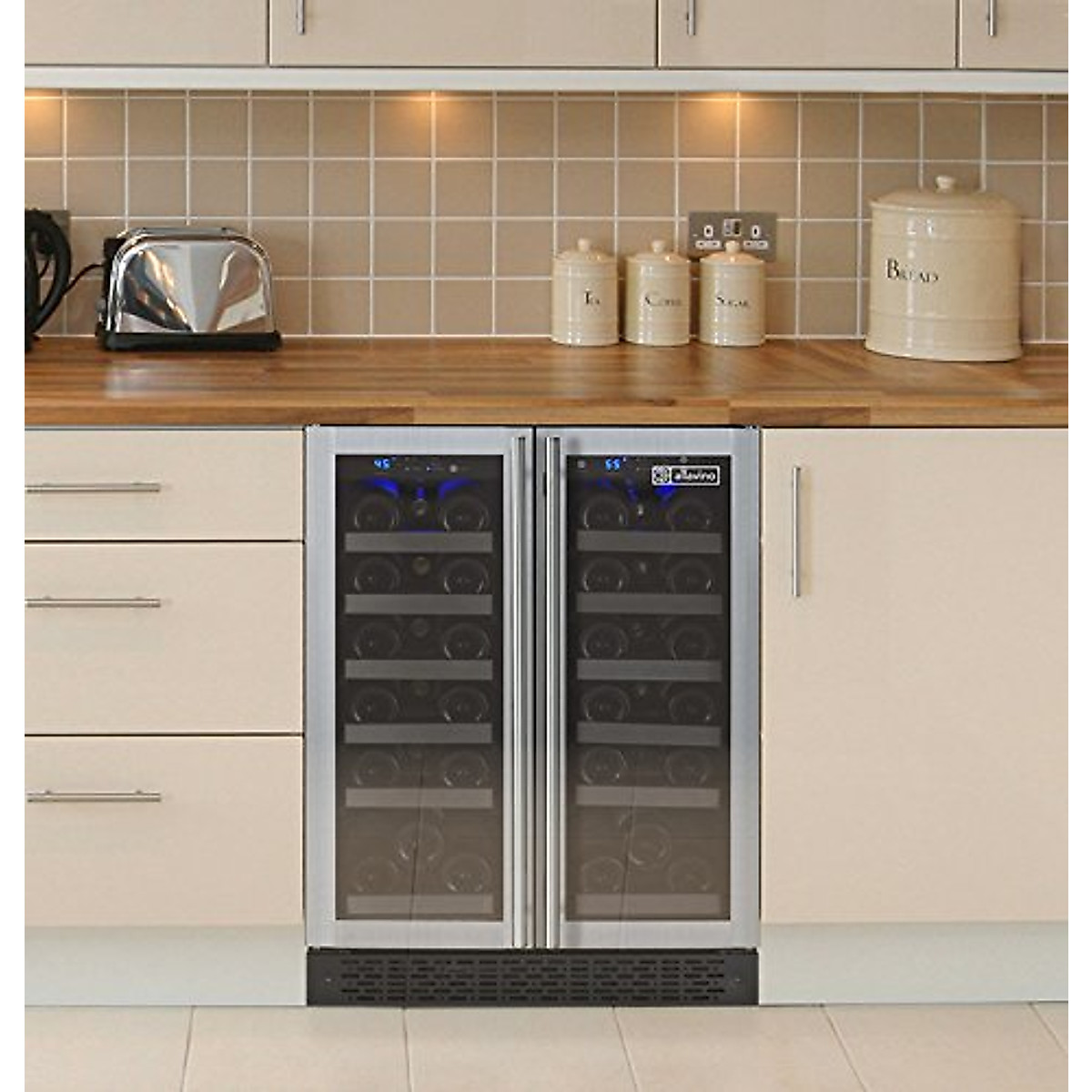 Allavino FlexCount VSWR36-2SSFN - 36 Bottle Dual Zone Wine Refrigerator with French Doors