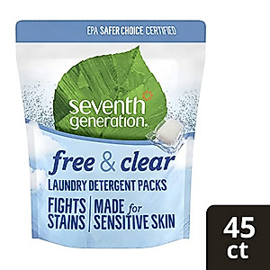 Seventh Generation Laundry Detergent Packs, Free & Clear, 45 Count, 31.7 oz