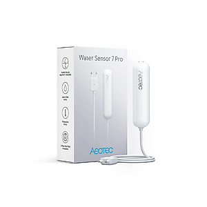 PRO Version ZWave Water Sensor: Aeotec Water Sensor 7 Pro, with Flood, Temperature, Humidity Sensor, SmartThings Sensor Compatible, Z-Wave Plus, S2, SmartStart, ZWave hub Required