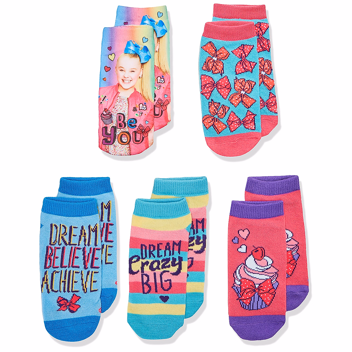 Jojo Siwa Girls 5 Pack Shorty Socks