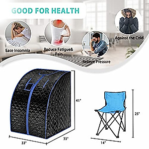 Simivol Infrared Sauna for Home, Portable Home Sauna Personal Sauna Tent, Infrared Home Spa One Person Sauna with Heating Foot Pad and Portable Chair(Black)