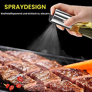 Bugucat Oil Sprayer Bottle 100 ml (2 Pieces), Vinegar Spray Oil Dispenser Oil Trigger Glass Bottle Transparent Oil Sprayer with Brush for BBQ Grilling Baking Roasting Cooking Salad Pasta Making