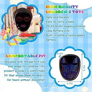 Ompusos LED Mask for kids - Gesture Sensing Transforming Light Up Face Mask for Halloween Rave, Birthday, and Masquerade Parties