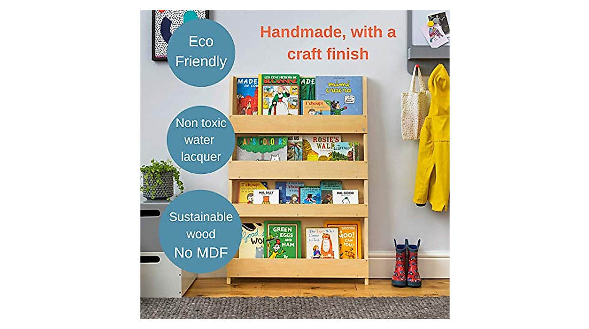 Tidy Books Kids Bookshelf - Front Facing Wooden Bookcase for Kids