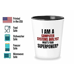 Flairy Land Computer System Analyst Shot Glass 1.5oz - i am a computer system analyst A - Progammer Coding Men Boyfriend Science IT Support Software Developer Nerd Web Data Analyst