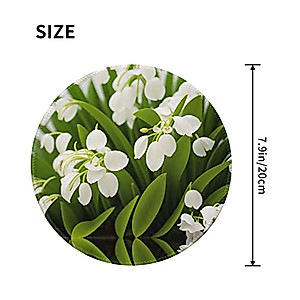 Gaming Round Lily of The Valley Flowers Mouse Pad for Computer, Thick Rubber Laptop Desk Mat,Cute Office Gift,8 Inch