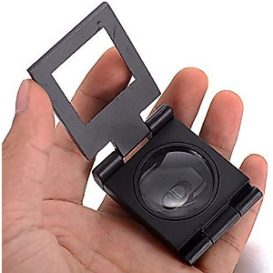 Yosoo 10X 28mm Mini Three-Folding 10X Magnifier Zinc Alloy Magnifier Magnifying Glass with Scale for Textile Optical Jewelry Tool