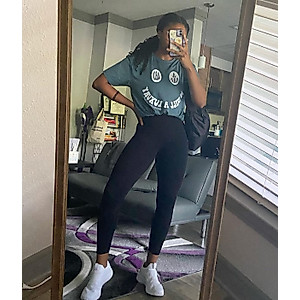 TomTiger Yoga Pants for Women 25''- High Waist Workout Leggings Tummy Control Butt Lifting Booty Tights 7/8 (Black,M)