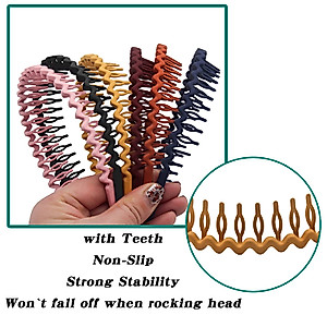 Yeshan Plastic Teeth Headbands, Wavy Headbands with combs Non-slip Thin Hair bands for Women Girls Hair,Pack of 6