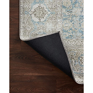 Loloi II Wynter Collection WYN-10 Ocean/Silver 5'-0" x 7'-6", 13" Thick, Area Rug, Soft, Durable, Printed, Vintage Inspired, Low Pile, Non-Shedding, Easy Clean, Living Room Rug