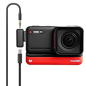 CYNOVA ONE RS Dual Mic Adapter, Insta360 ONE RS Mic Adapter Support Capture Audio 3.5mm Mic USB-C Port Action Camera Horizontal Version for Insta360 RS Accessories