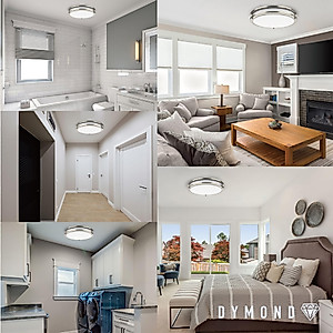 DYMOND LED Ceiling Light Fixture Flush Mount 4000K Natural Daylight Dimmable Surface Mount Brushed Nickel Ceiling Lamp for Kitchen, Hallway, Bathroom, Bedroom, Closet (12 Inch) (1 Pack)