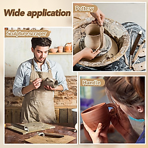 Therwen 5 Pieces Sculpture Scraper Clay Extruder Tool Pottery Carving Pottery Cup Handle Shape Tool Teacup Mug Handgrip Clay Cutters with Wooden Handle for Cup Making Ceramic Sculpture Craft