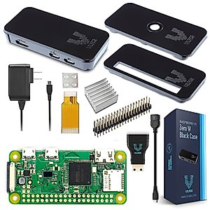 Raspberry Pi Zero W Basic Starter Kit- Black Case Edition-Includes Pi Zero W -Power Supply & Premium Black Case