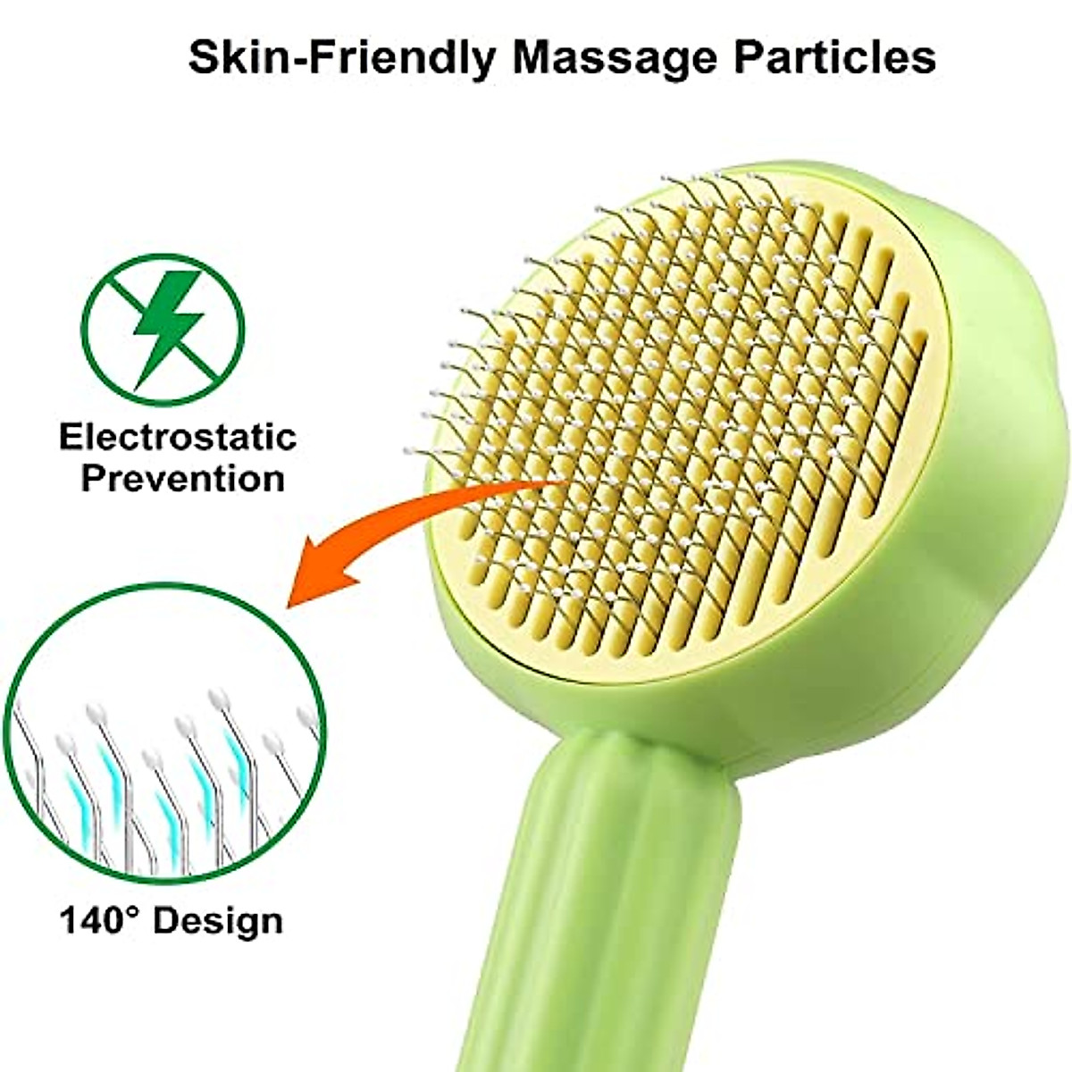 AESALUTOY Cat Brush for Shedding Indoor Cats - Cat Hair Brush for Deshedding Long Haired Cats, Self Cleaning Cat Grooming Brush, Slicker Brush for Cats, Kitten and Short Haired Dogs, Cat Fur Comb Brush with Two Cat Hair Combs(Green)
