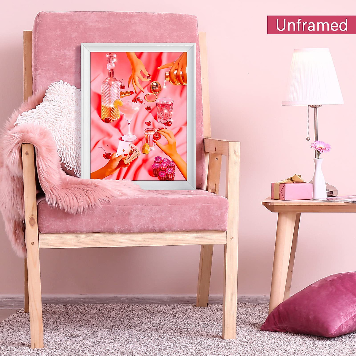 Pink Wall Decor Posters - Trendy Canvas Wall Art Decor - Funky Cute Funny Bathroom Wall Art - For Bedroom Dormitory living Bathroom Room Bar (12x16inch Unframed)