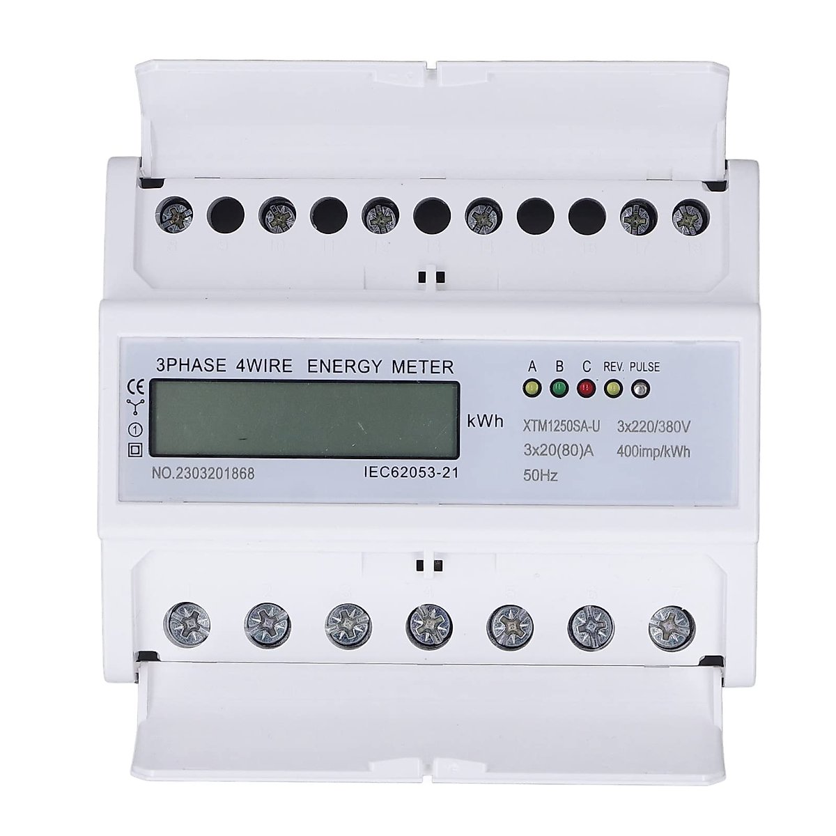 Electric Meter LCD Monitor Display for Din Guide Rail Guide Rail Meter 7P Phase 4 Wire *220V 380V Bit LCD Display Rail Bracket Measuring Meter Rail Fastener Power Meters