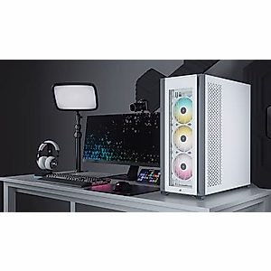 CORSAIR iCUE 7000X RGB Full-Tower ATX PC Case – Three Tempered Glass Panels – Spacious Interior – Easy Cable Management – 4x CORSAIR SP140 RGB ELITE Fans Included – White
