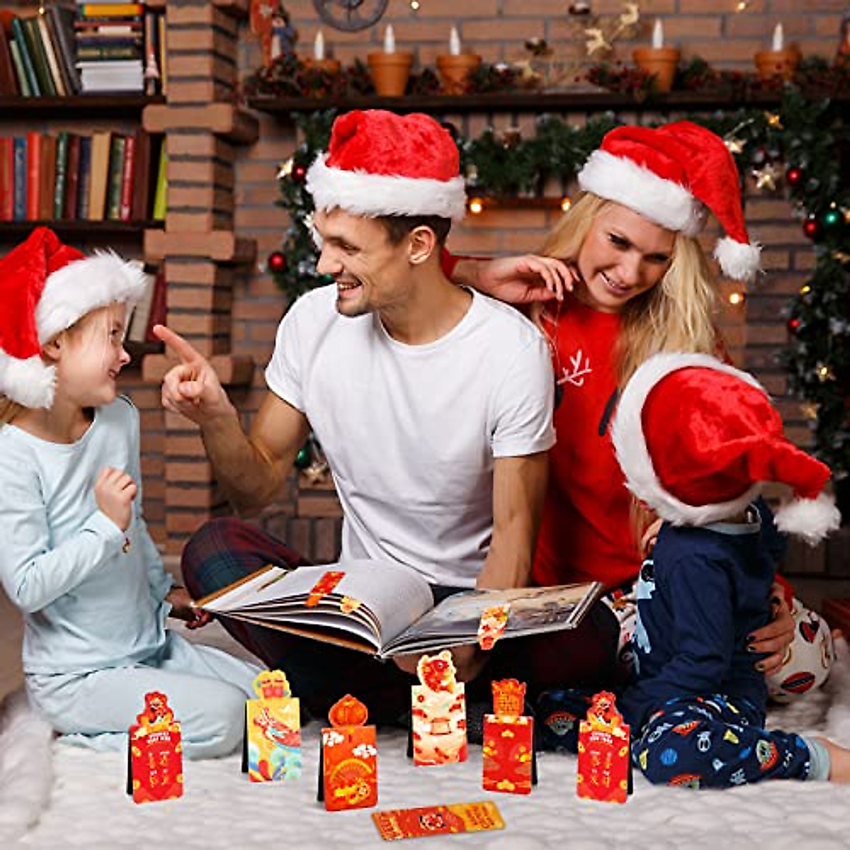 MWOOT 24Pcs Chinese New Year Magnetic Bookmarks for Kids Adults Reading Lovers, Creative Red Magnet Page Markers Kit for Spring Festival, Gifts, Party, Reading Supplies (12 Styles, 4.5x3CM)