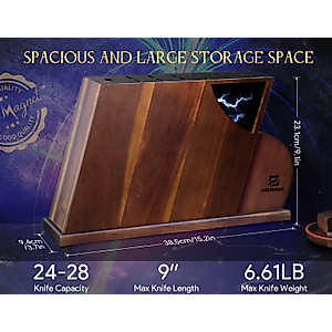 BREATHMAGNET Knife Holder, Wooden Kitchen Knife Block With Large Capacity, Pioneering Breath Magnetic Tech Double-sided Space Saving Storage Holder For Knives, Universal Cutlery Organizer Stand