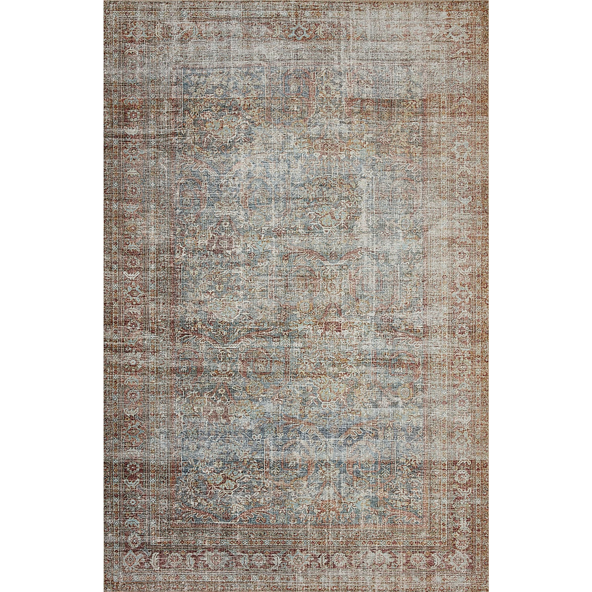 LOLOI Chris Loves Julia Jules Collection JUL-05 Lagoon/Brick 2'-6'' x 9'-6'' Runner Rug
