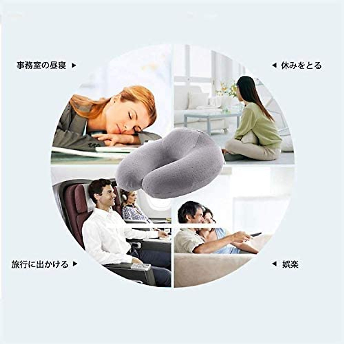 Cozy BoSpin Travel Pillow - Luxury Memory Foam Neck Support Cushion Neck Support Pillow (Gray)