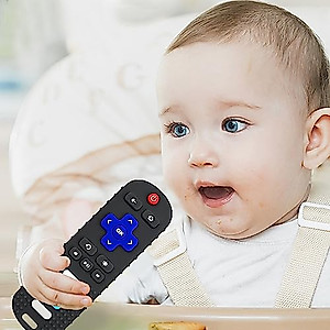 Silicone Baby Teething Toys,TV Remote Control Shape Teething Toys,Infant Sensory Toy for Babies 3 6 12 18 Months,BPA Free(Black)