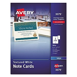Avery 3379 Inkjet Note Cards, w/Envelopes, 4-1/4-Inch x5-1/2-Inch, 50/BX, WE