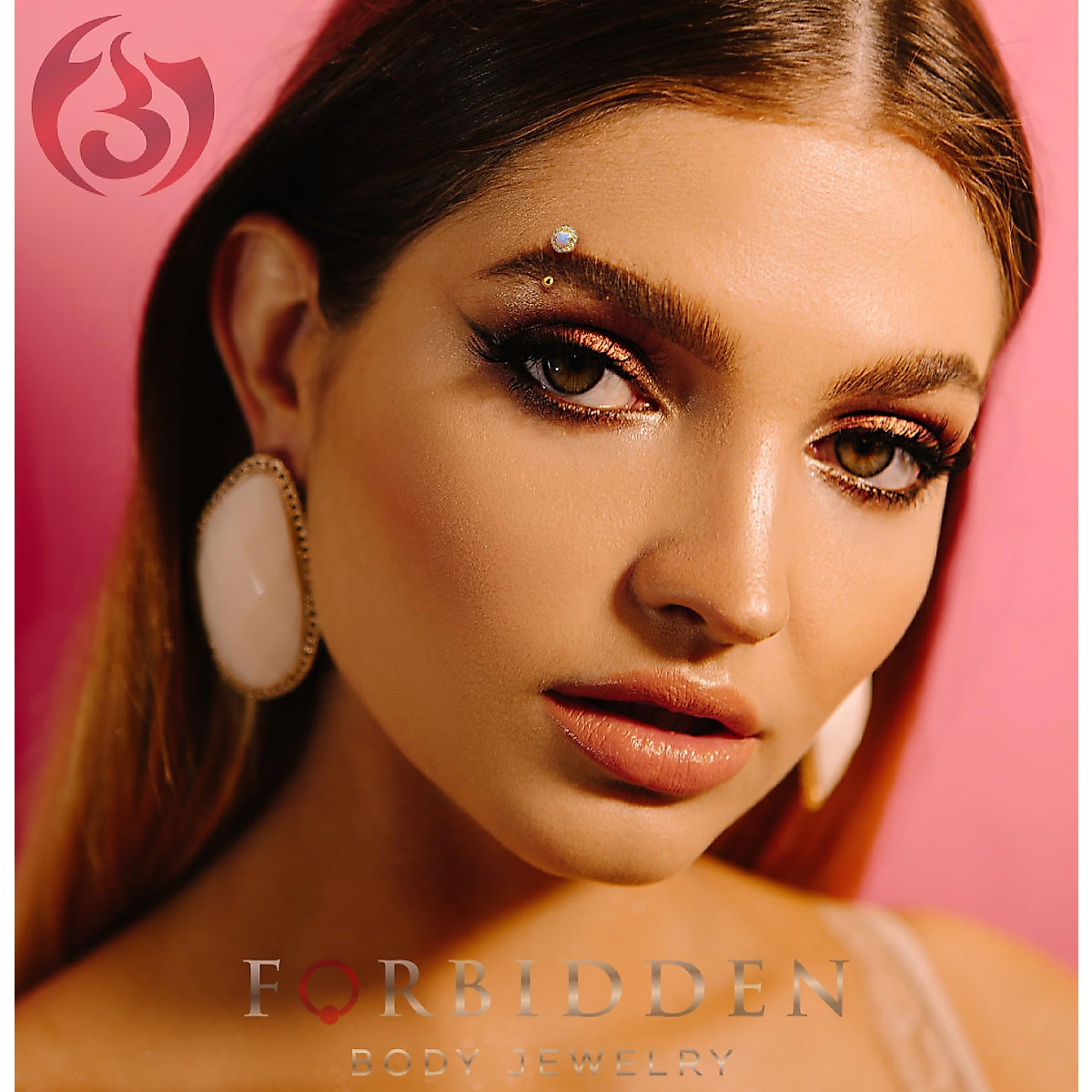 Forbidden Body Jewelry 16g 6mm Curved Barbell for Daith/Eyebrow/Rook/Belly Button w/Round CZ & Opalite Top, Purple