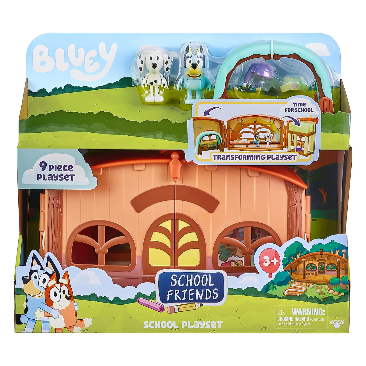 Bluey School Friends - Calypso's School Playset, 2.5-3" Chloe posable Figures & Playset