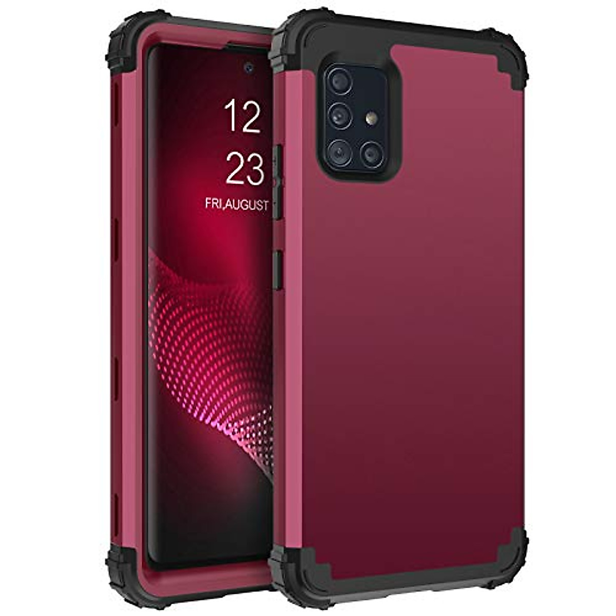 BENTOBEN Compatible with Samsung A71 5G Case, 3 Layer Hybrid Hard PC Soft Rubber Heavy Duty Rugged Bumper Shockproof Anti Slip Full-Body Protective Phone Cover for Samsung A71 5G 2020, Wine Red