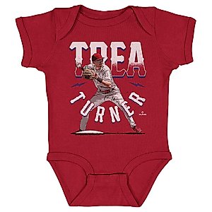 500 LEVEL Trea Turner Baby Infant One Piece Bodysuit (6M, Red) - Trea Turner Philadelphia Bold WHT