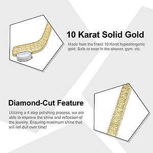 Gold Hockey Pendants Charms - 10 Karat Gold - Hockey Sport Jewelry - Gold Pendant (Style 3)