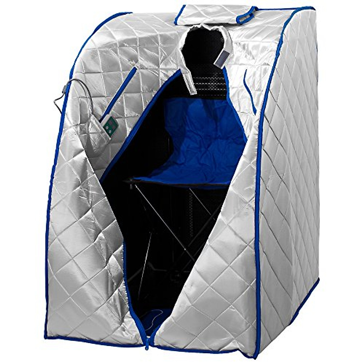 Durasage Infrared IR Far Portable Indoor Personal Spa Sauna with Heating Foot Pad and Chair, X-Large, Silver