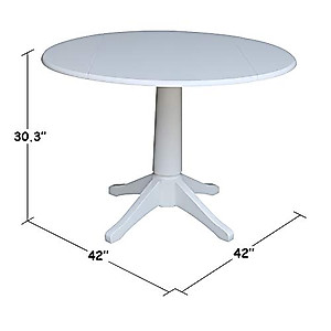 International Concepts 42 in Round Dual Drop Leaf Pedestal Table-30.3"H Dining Table, White