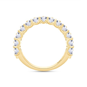 SAVEARTH DIAMONDS 2 Carat (Cttw) Round Cut Lab Created Moissanite Diamond Double Row Anniversary Wedding Band Ring In 14k Yellow Gold Over Sterling Silver (VVS1 Clarity, 2 Cttw) Size-5.5