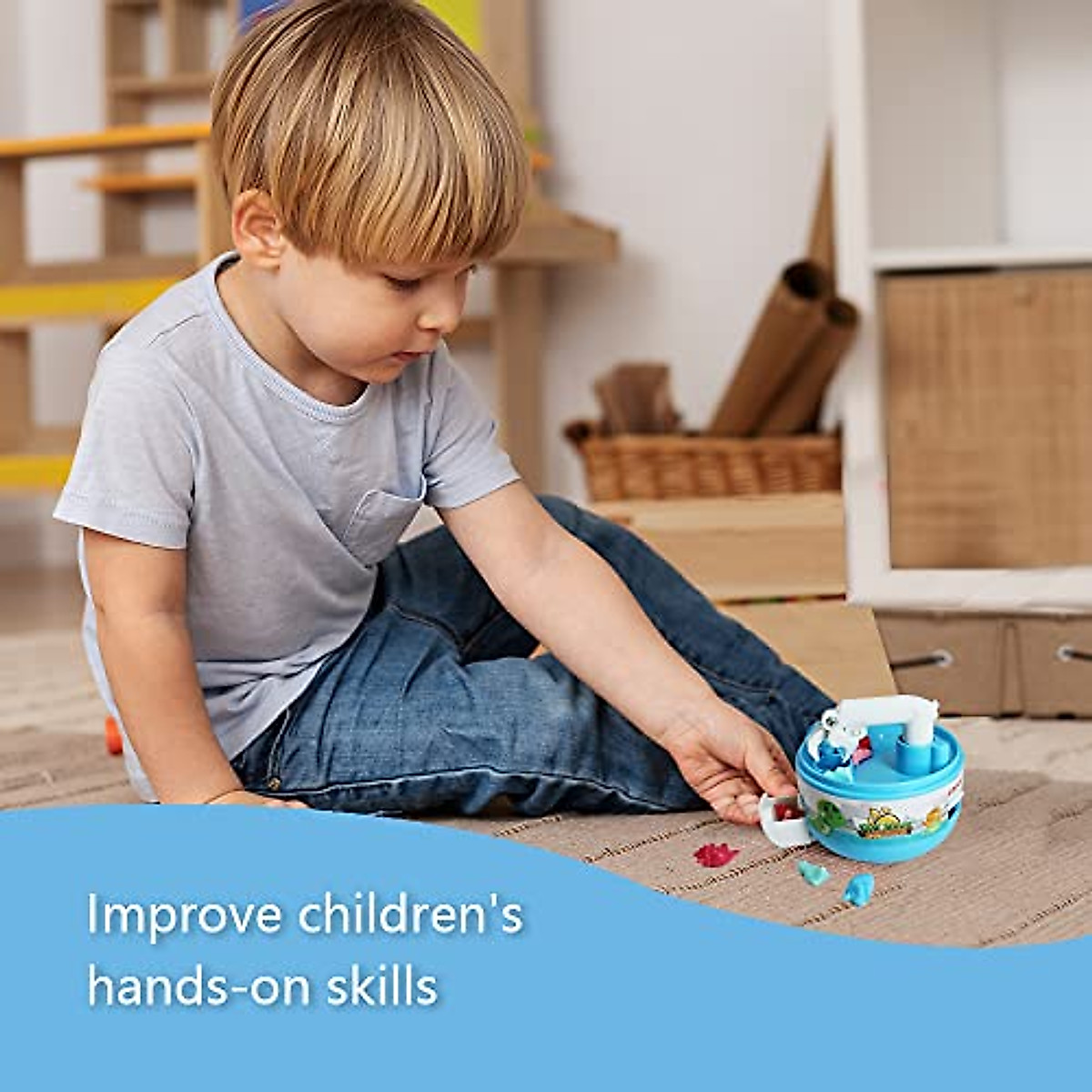 Mini Claw Machine Toys for Kids & Adults with Mini Dinosaur Figures Prizes, Stuff Things that Actually Work, Mini Arcade Game Miniature Novelty Toys for 3+ Year Old Boys & Girls