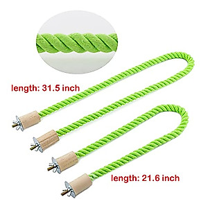 2 Pcs Bird Hemp Rope Perch Swing, Parrot Standing Stick Comfy Perches Birds Climbing Bendable Standing Stick (31.5" and 21.6")