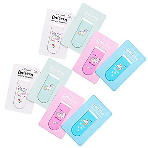 NUOBESTY 8Pcs Magnetic Bookmarks Unicorn Magnet Page Markers Page Clips School Office Supply(White, Green, Pink and Blue)