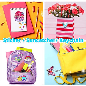 JOYIN Kids Diamond Art, Diamond Painting Kit with 18 Magical Stickers 3 Suncatchers 2 Keychains, Diamond Art for Kids, DIY Paint Arts Supplies, Craft Gift for Girls