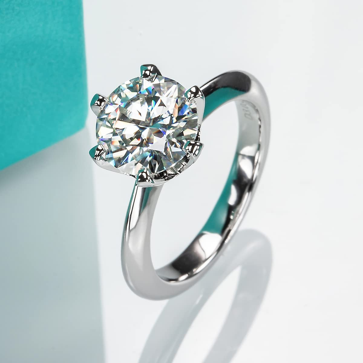 AnuClub 3ct Solitire Moissanite Engagement Ring For Women D Color Lab Diamond 18K White Gold Plated Silver Ring, Christmas Gift for Women, Christmas Gift for Women With Certificate (8, 3)