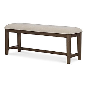 HFO Bluffton 20" Upholstered Fabric Farmhouse Rustic Solid Wood Dining Bench for Kitchen Dining Room in Beige