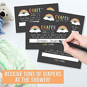 Hadley Designs 25 Baby Shower Diaper Raffle Tickets For Baby Shower Games To Play - Rainbow Baby Shower Games Gender Neutral, Diaper Raffle Cards, Baby Raffle Tickets, Baby Shower Invitation Inserts