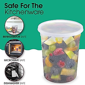 BaydenB 32 oz Deli Containers with Lids | Food-Grade Plastic, Microwave and Freezer Safe, Stackable, Leak-Proof, and Versatile for Meal Prep, Leftovers, and Takeout Storage (15)