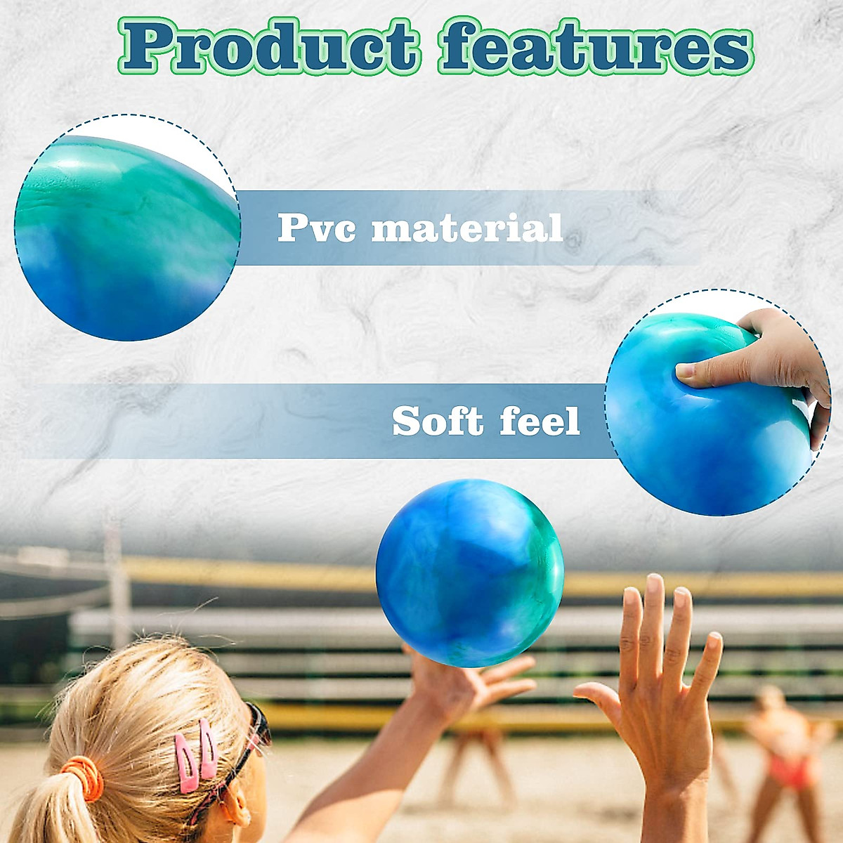 WYOMER 3 Pack 10-inch Marbleized Bouncy Balls Outdoor Playballs Colorful Bouncy Toys Balls Cloud Bouncing Balls with Pump