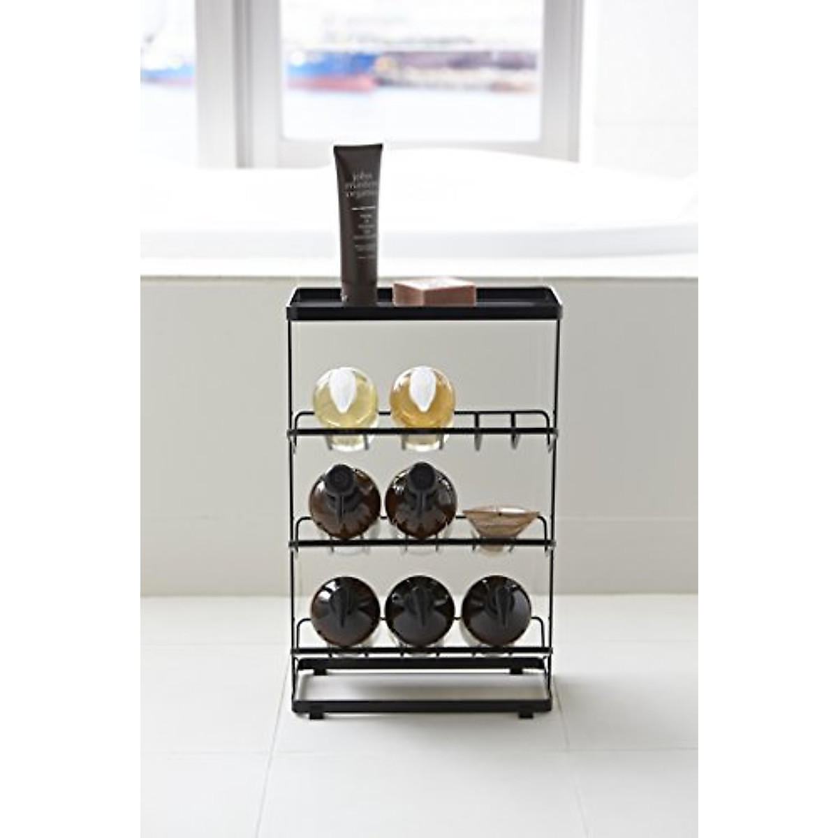 Yamazaki Home Dispenser Free Standing Shower Caddy-Bathroom Organizer Storage Holder | Steel, One Size, Black