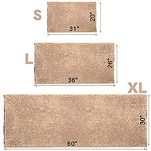 NJSBYL Pet Rugs Mats for Dog Cat Bathroom Door Rugs Shaggy Chenille Pet Area Rugs Petbed Ultra Soft Water Absorbent Machine Washable Dry (26 X 36 Inches, Khaki with Bone Print)