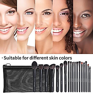 BS-MALL Makeup Brush Set 18 Pcs Premium Synthetic Foundation Powder Concealers Eye shadows Blush Makeup Brushes with black Bag (Black)